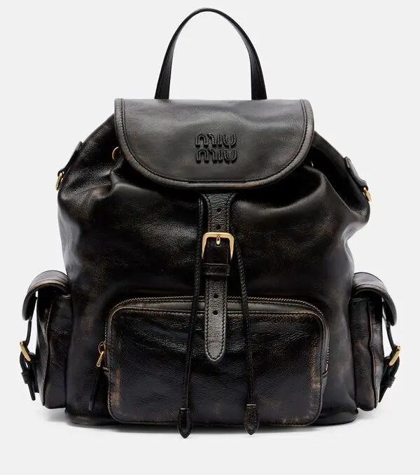 Miu Miu Leather Backpack - Brown