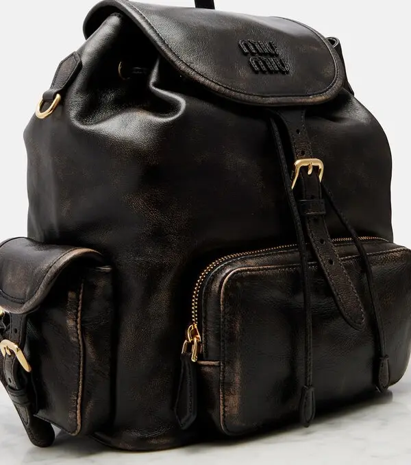 Miu Miu Leather Backpack - Brown