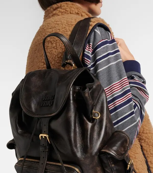 Miu Miu Leather Backpack - Brown