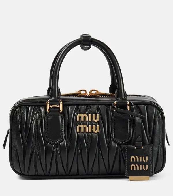 Miu Miu Arcadie Matelassé Leather Tote Bag - Black