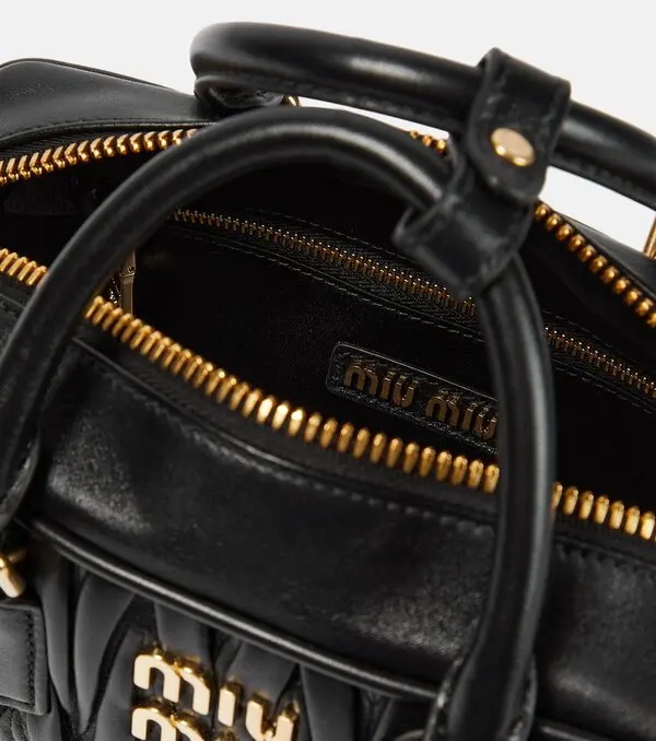 Miu Miu Arcadie Matelassé Leather Tote Bag - Black