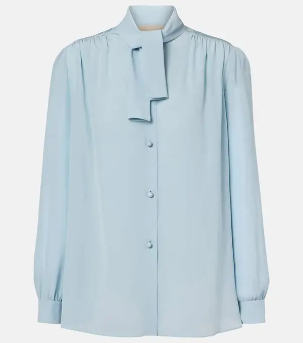 Valentino Garavani Tie-neck Silk Shirt