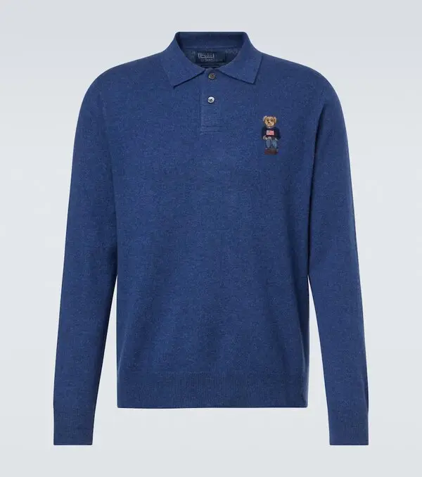 Polo Ralph Lauren Polo Bear Cashmere Polo Sweater - Blue