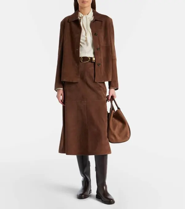 Max Mara Small Suede Tote Bag - Brown