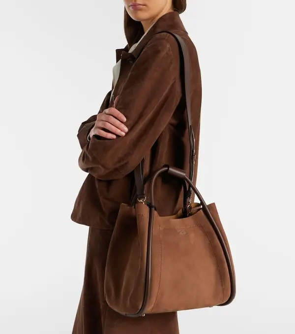 Max Mara Small Suede Tote Bag - Brown