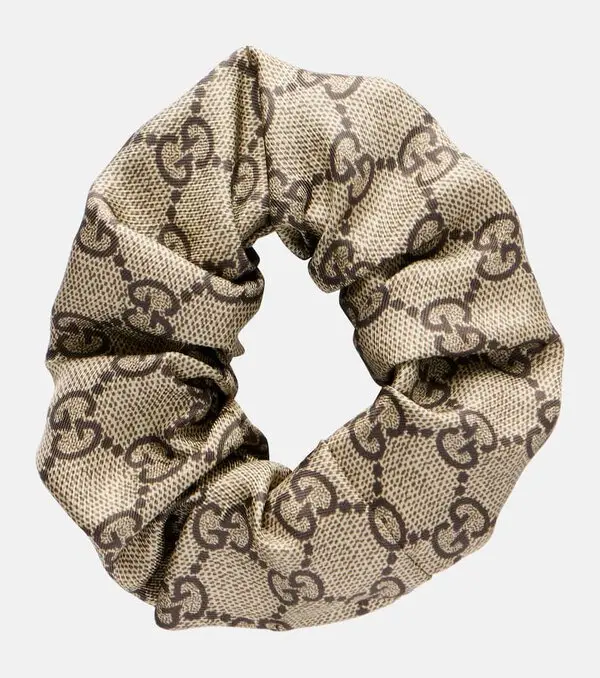 Gucci Gg Jacquard Silk Scrunchie - Beige