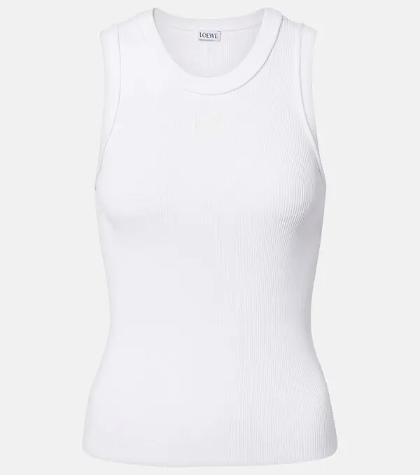 Loewe Anagram Ribbed-knit Tank Top - White