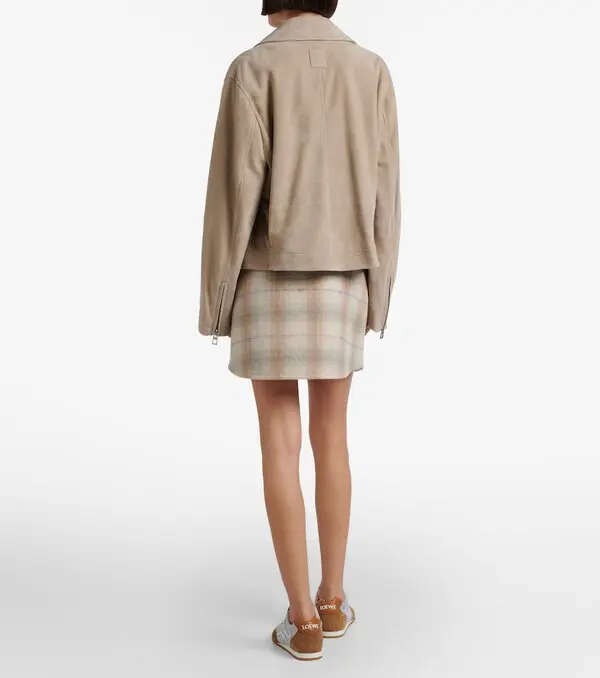 Loewe Wool, Cashmere, And Silk Miniskirt - Beige