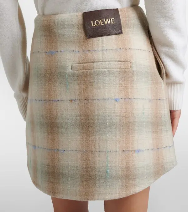Loewe Wool, Cashmere, And Silk Miniskirt - Beige