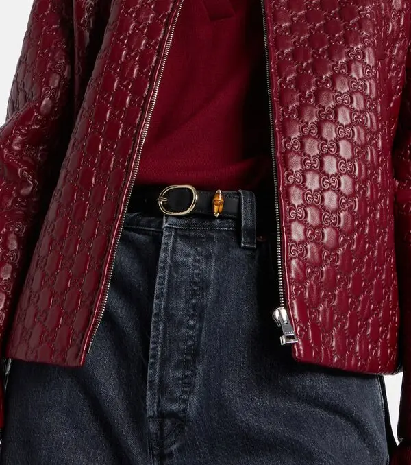 Gucci Leather Belt With Gold-toned Hardware