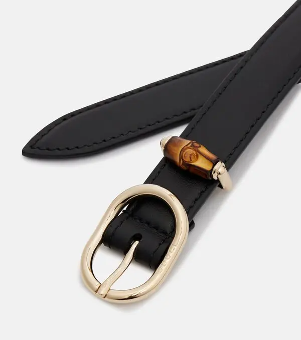 Gucci Leather Belt With Gold-toned Hardware