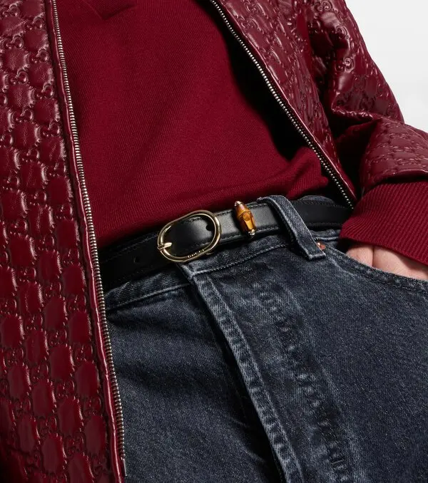 Gucci Leather Belt With Gold-toned Hardware