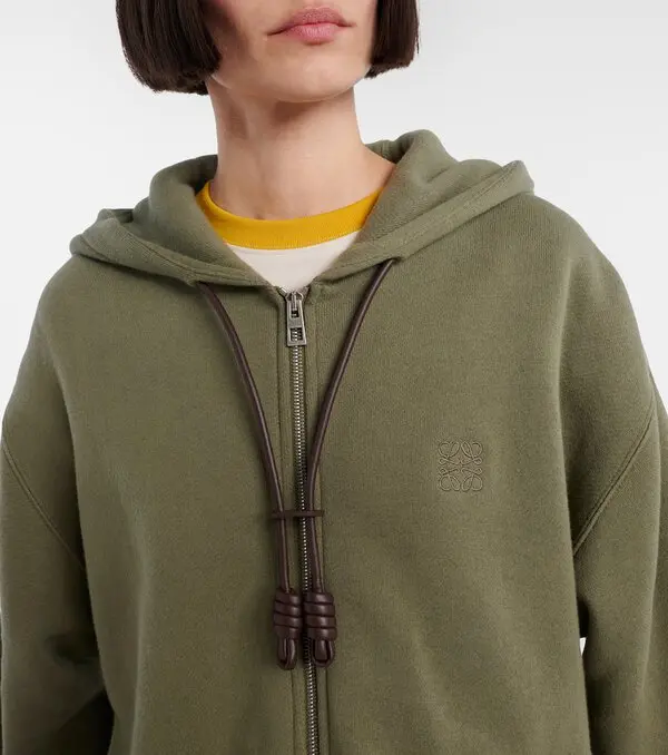 Loewe Flamenco Cotton And Cashmere Zip-up Hoodie - Green
