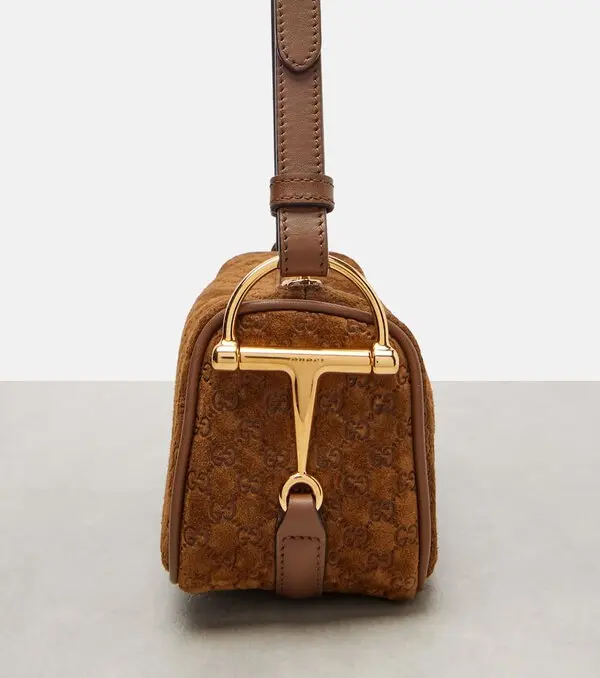 Gucci Half Horsebit Suede Shoulder Bag