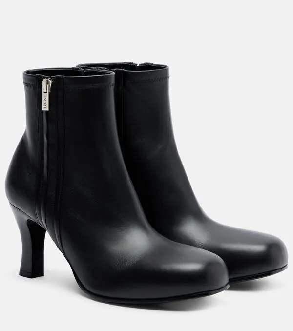 Loewe Bobine 90 Leather Ankle Boots - Black