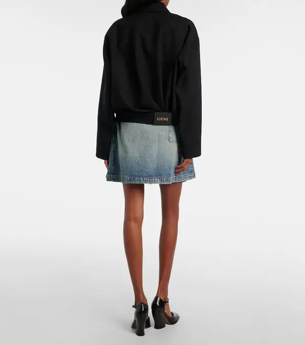 Loewe Pleated Denim Miniskirt - Blue