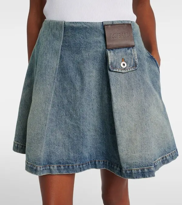 Loewe Pleated Denim Miniskirt