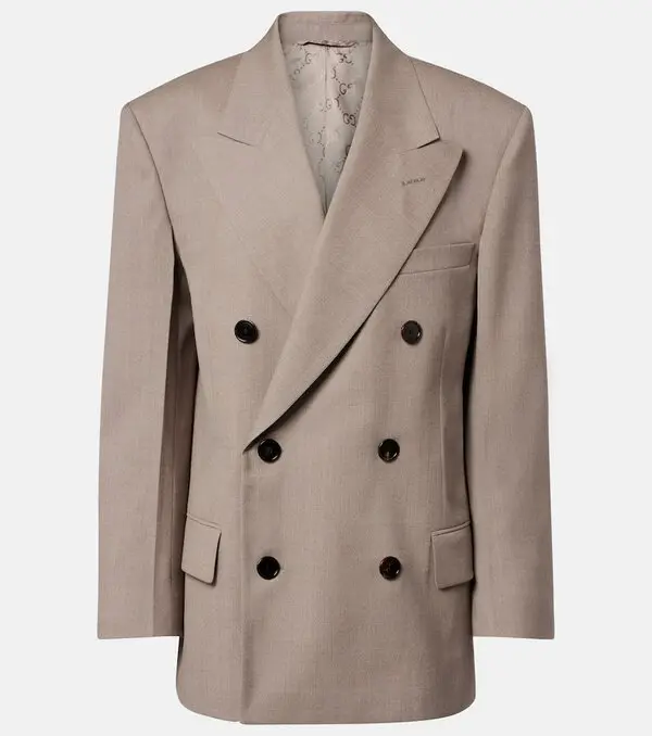 Gucci Double-breasted Wool Mouliné Blazer