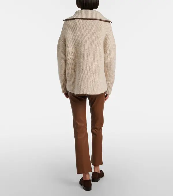 JOSEPH Cropped Leather Bootcut Pants - Brown