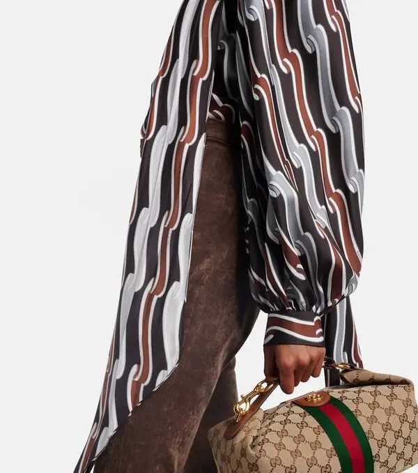 Gucci Printed Tie-neck Silk Twill Blouse