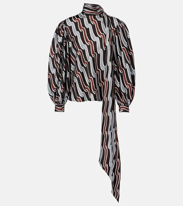 Gucci Printed Tie-neck Silk Twill Blouse - Multicoloured