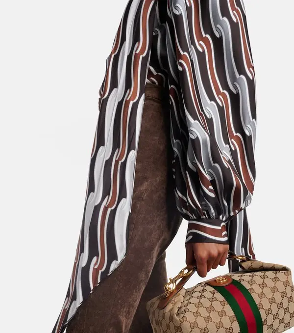 Gucci Printed Tie-neck Silk Twill Blouse