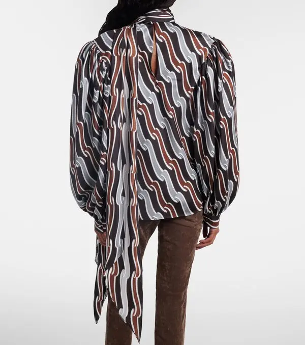 Gucci Printed Tie-neck Silk Twill Blouse