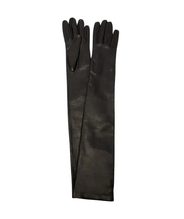 Nour Hammour Leather Gloves - Black