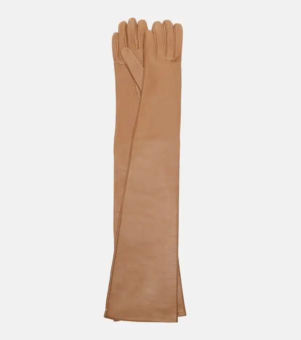 Nour Hammour Leather Gloves - Beige