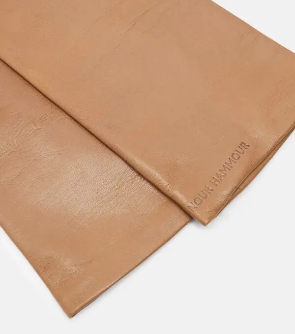 Nour Hammour Leather Gloves - Beige