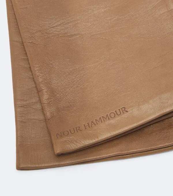 Nour Hammour Leather Gloves - Beige