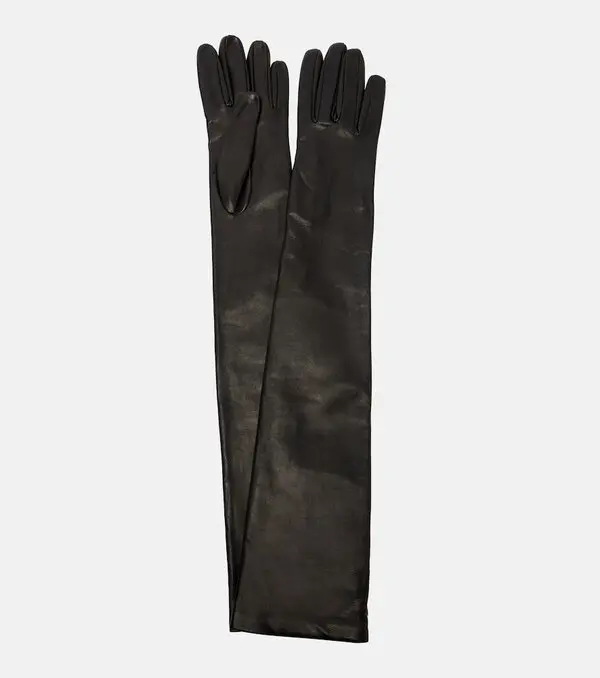 Nour Hammour Leather Gloves - Black