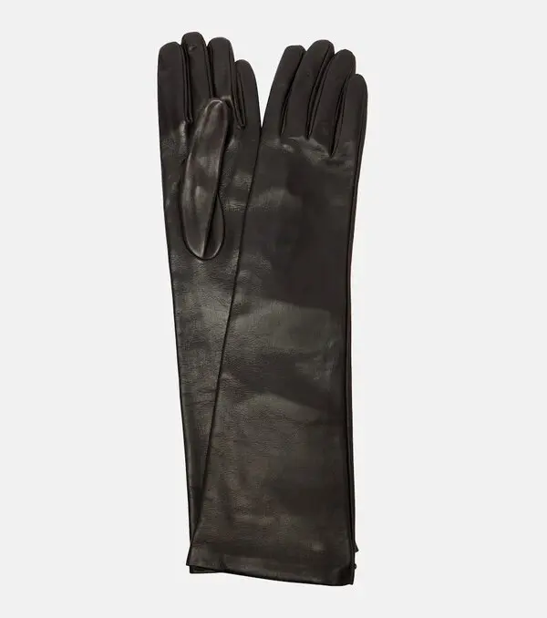 Nour Hammour Leather Gloves - Brown