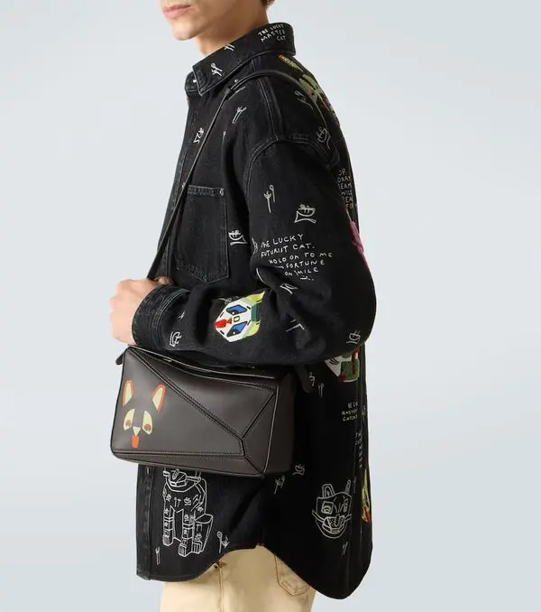Loewe X Louis Wain Puzzle Top-handle Bag - Black