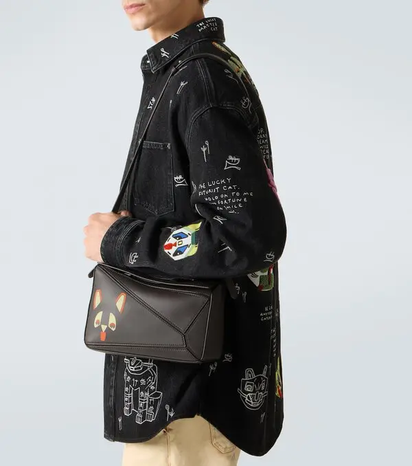 Loewe X Louis Wain Puzzle Top-handle Bag - Black