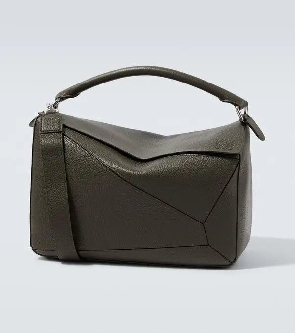 Loewe Large Puzzle Leather Top-handle Bag - Green