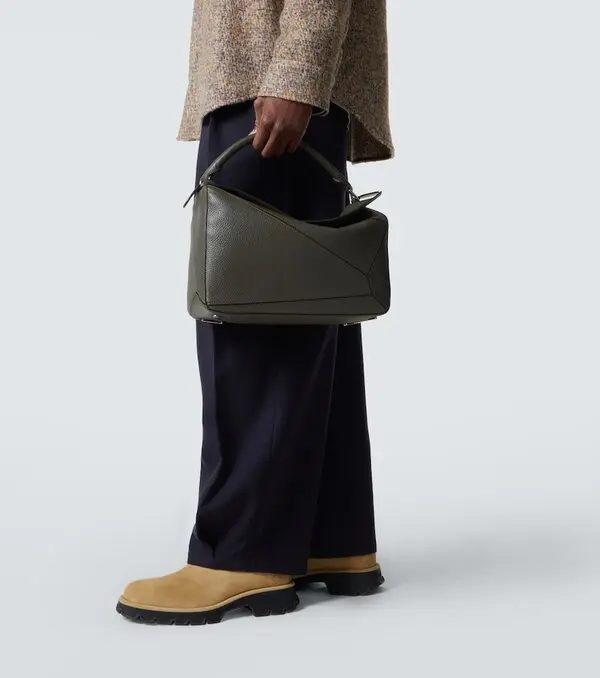 Loewe Large Puzzle Leather Top-handle Bag - Green