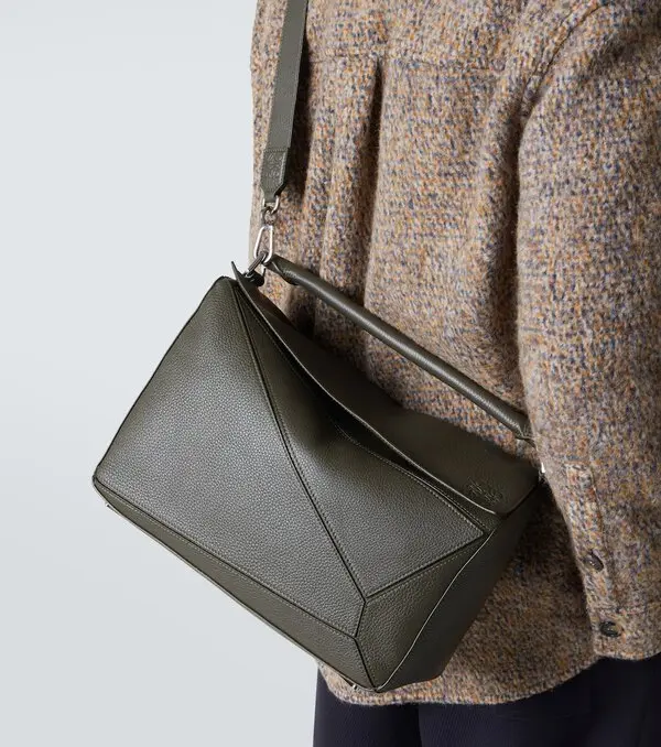 Loewe Large Puzzle Leather Top-handle Bag - Green