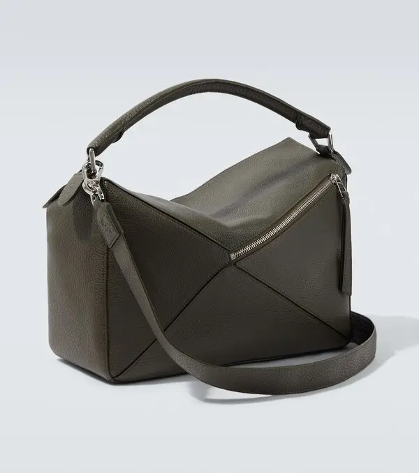 Loewe Large Puzzle Leather Top-handle Bag - Green