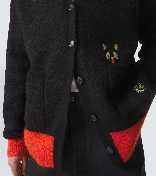 Loewe X Louis Wain Mohair-blend Cardigan - Black