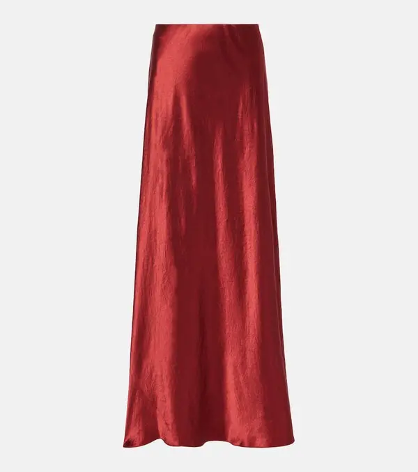 Vince Satin Maxi Skirt - Red