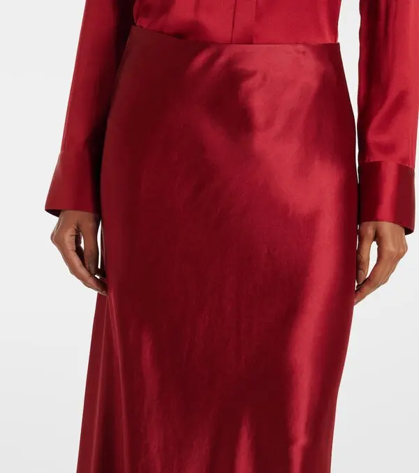 Vince Satin Maxi Skirt - Red