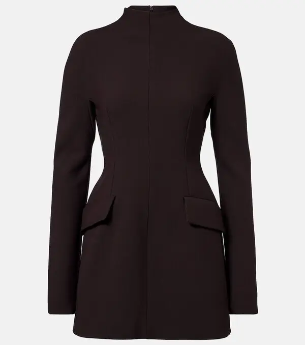 Sportmax Peplum Gabardine Minidress - Brown