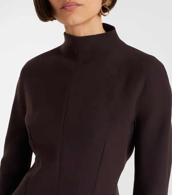 Sportmax Peplum Gabardine Minidress - Brown