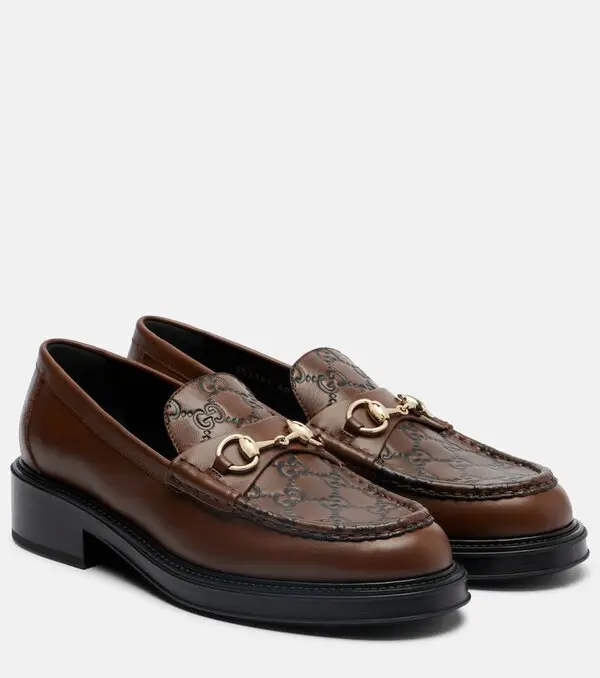 Gucci Horsebit Gg Leather Loafers