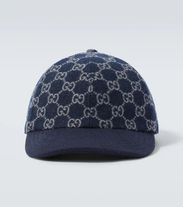Gucci Gg Jacquard Wool Baseball Cap - Blue