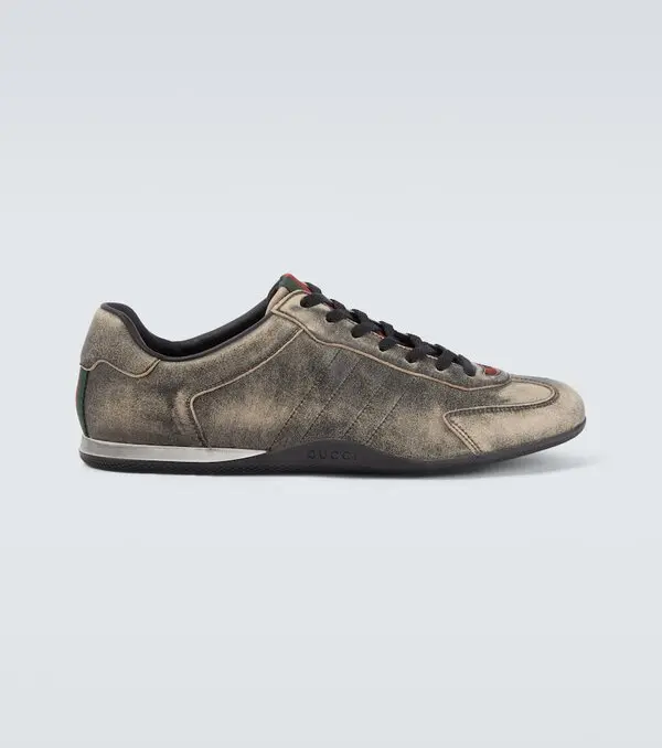 Gucci Web Stripe Leather Sneakers - Black