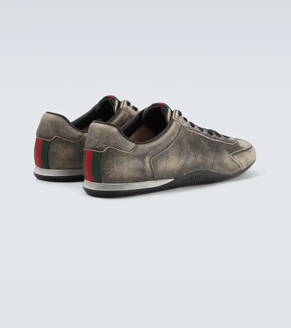 Gucci Web Stripe Leather Sneakers - Black