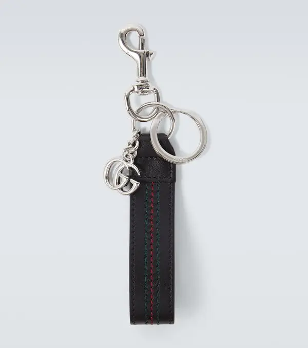 Gucci Double G Leather Keychain - Brown