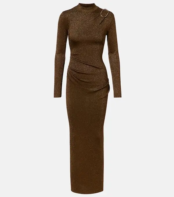 Roland Mouret Knitted Lamé Maxi Dress - Green